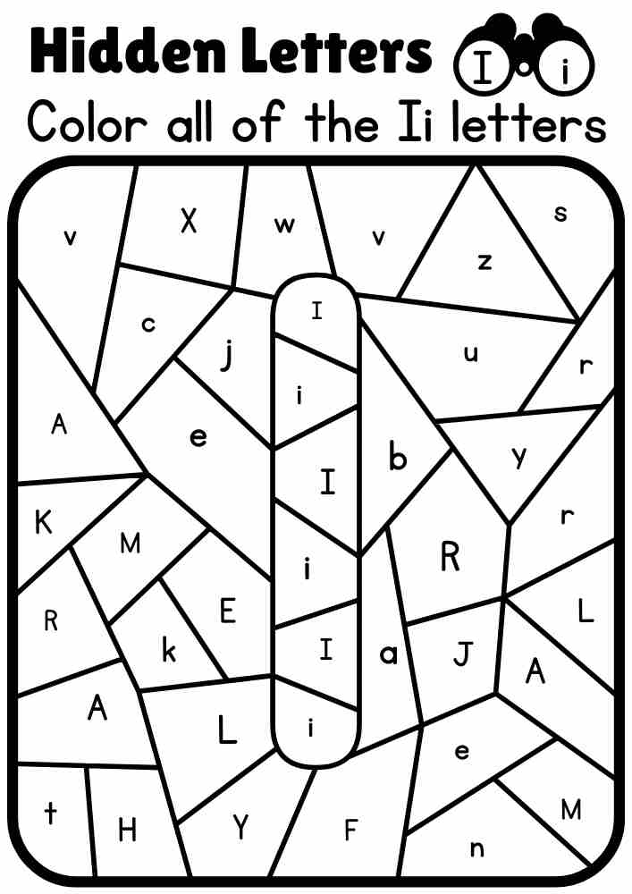 I Capital Letter Color all of the Ii letters and find the hidden letter Interactive Coloring ...